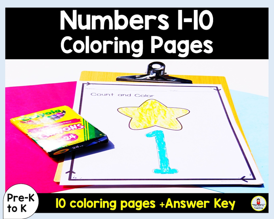 Numbers 1-10 Coloring Pages Printable-number Recognition - Etsy