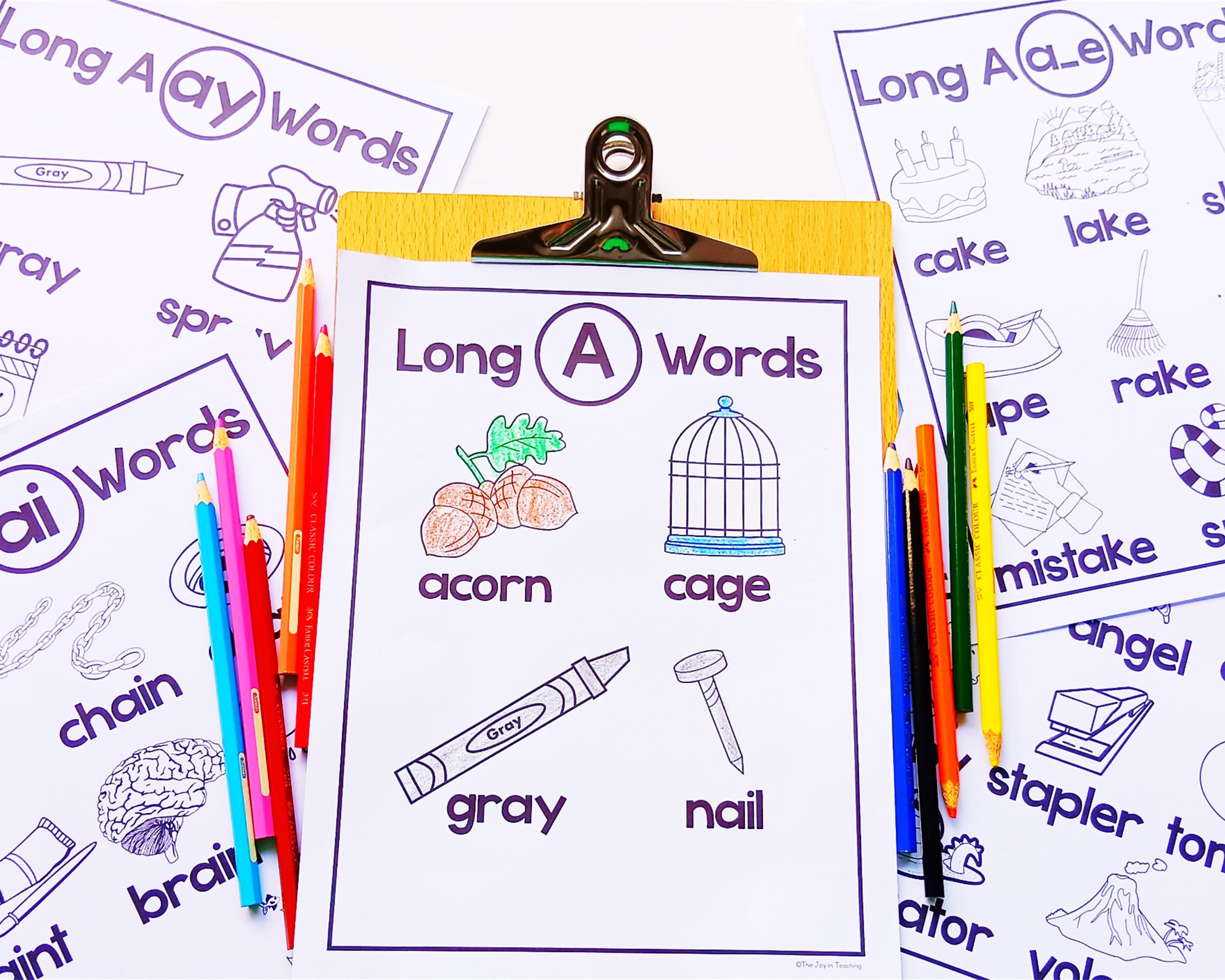 Long Vowel A Worksheet - Etsy