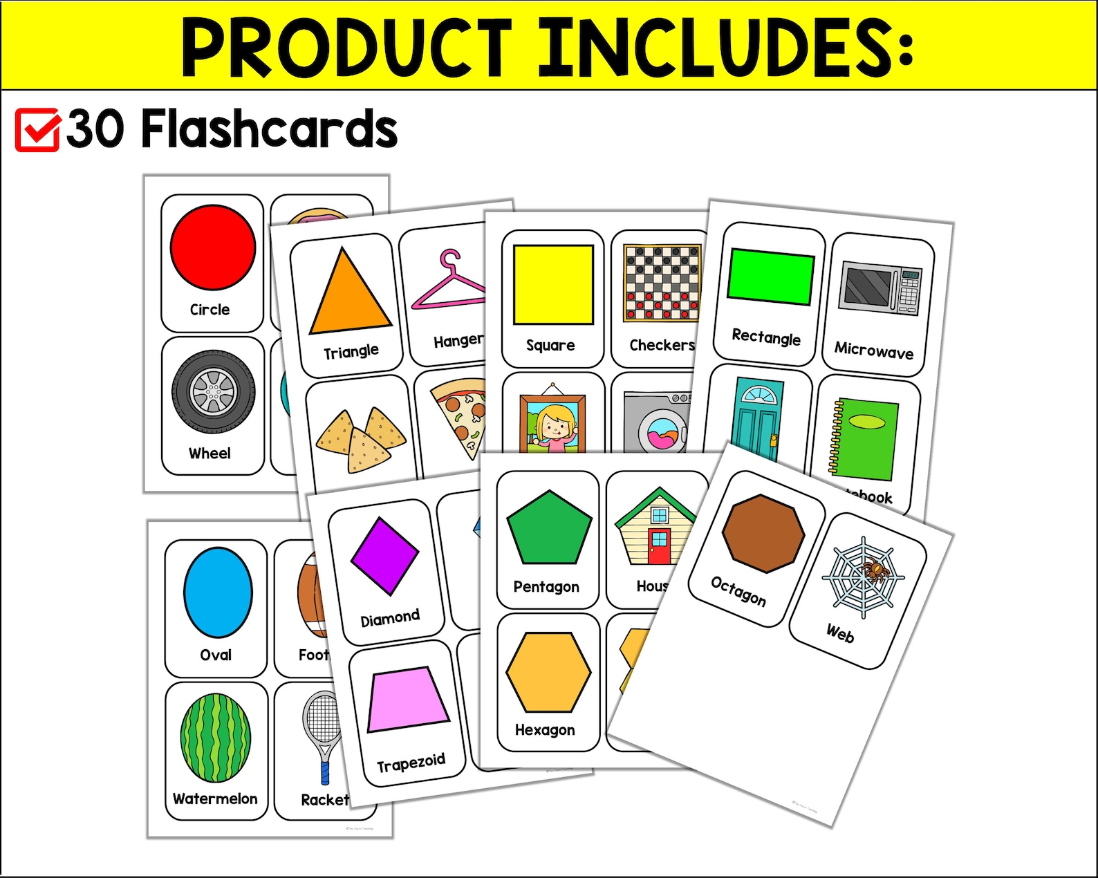 2D Shapes Real Life Objects Flashcards - Etsy