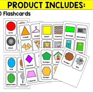 2D Shapes Real Life Objects Flashcards - Etsy