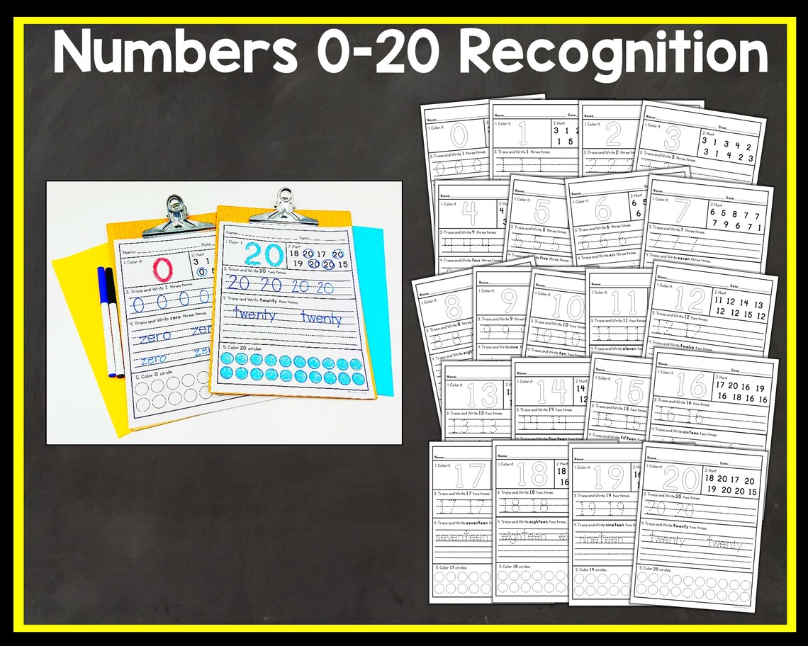 Numbers 0-20 Recognition, Counting, and Ordering Worksheet - Etsy