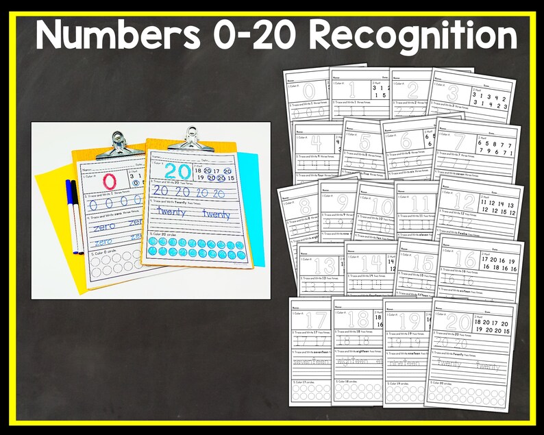 Numbers 0-20 Recognition, Counting, and Ordering Worksheet - Etsy