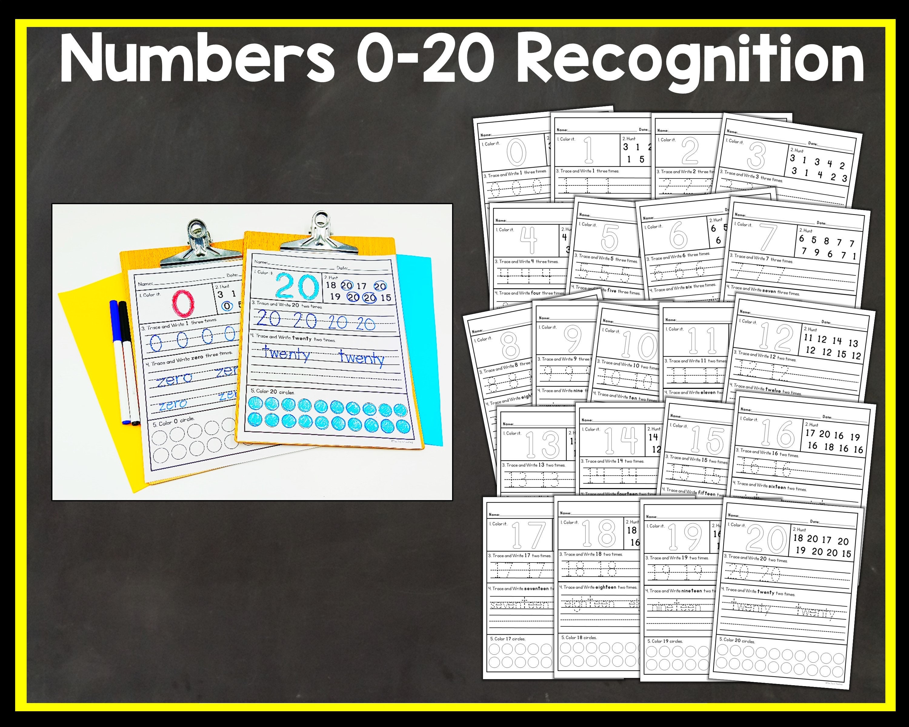 Numbers 0-20 Recognition, Counting, and Ordering Worksheet - Etsy