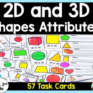 2D and 3D Shapes Task Cards - Etsy