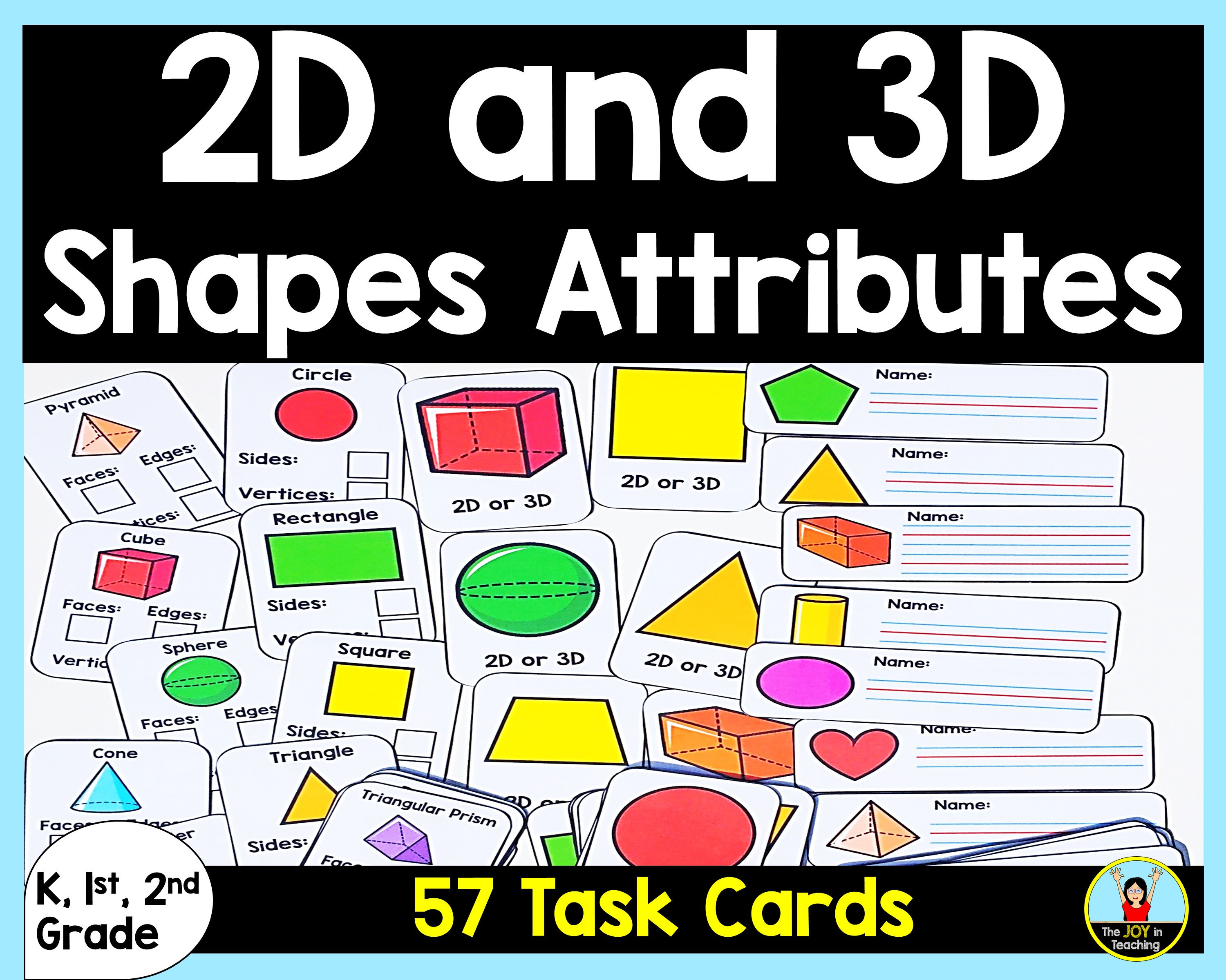 2D and 3D Shapes Task Cards - Etsy