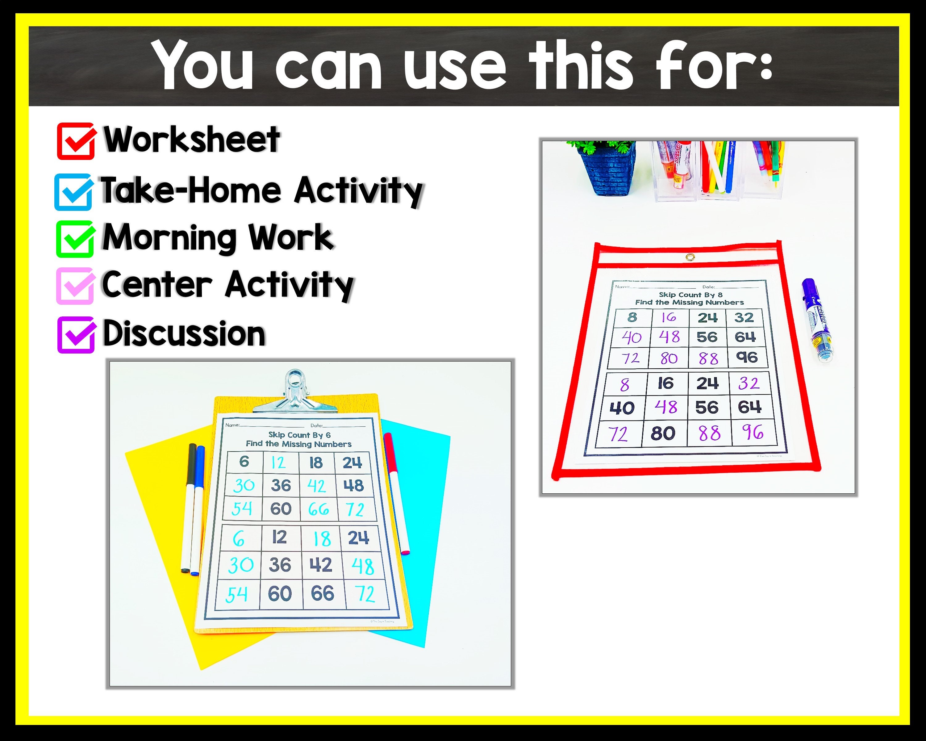 Skip Counting Missing Numbers Worksheet - Etsy