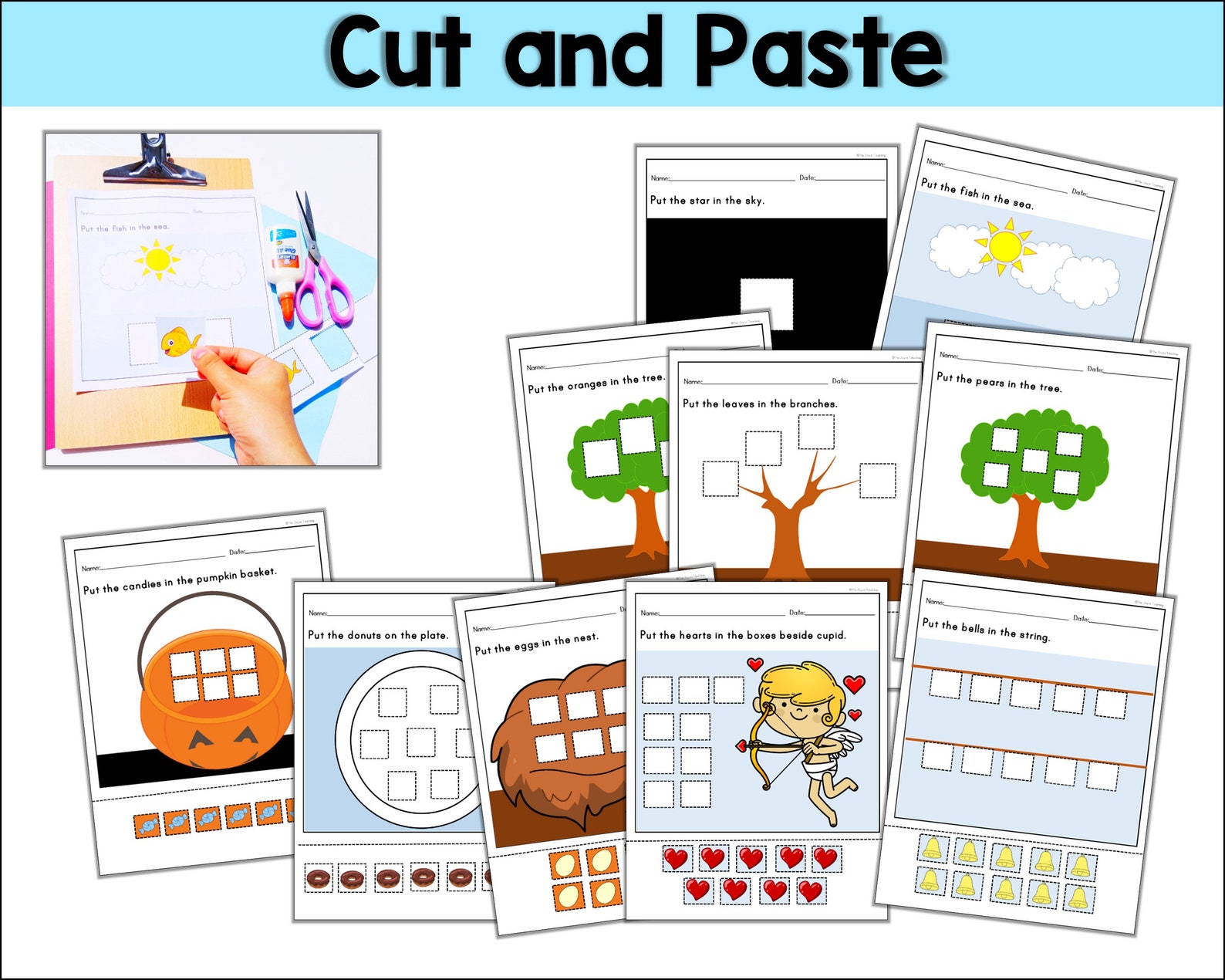 Numbers 1-10 Cut and Paste-number Counting Printable - Etsy