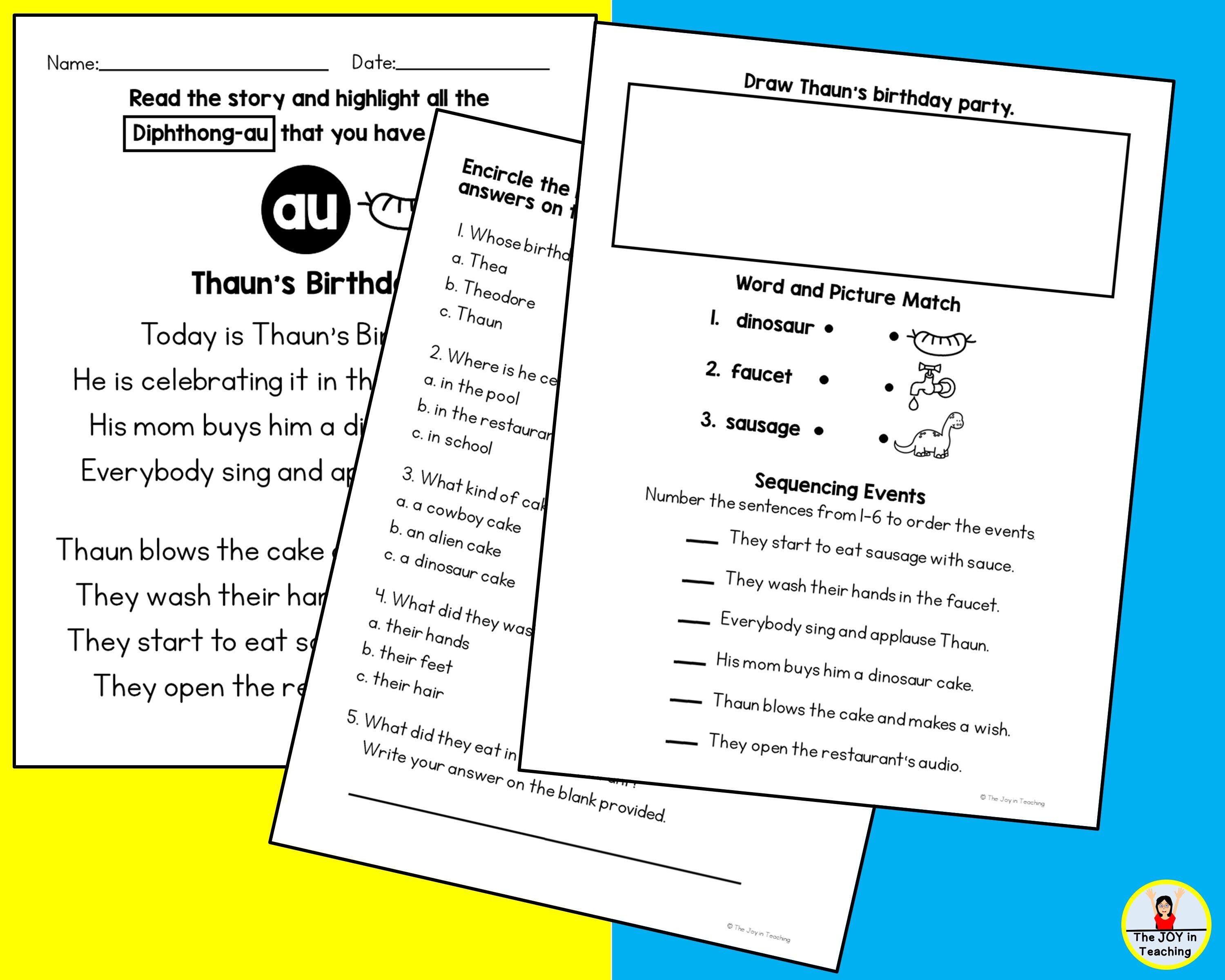 Diphthong Reading Comprehension Passage - Etsy