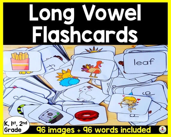 Long Vowel Word and Picture Flashcards | Etsy