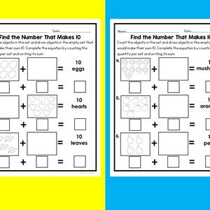 Addition Numbers 1-10 Worksheet - Etsy