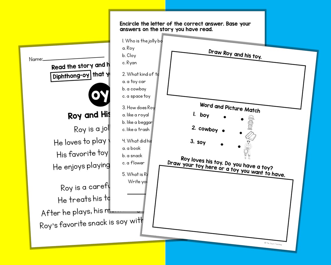 Diphthong Reading Comprehension Passage - Etsy