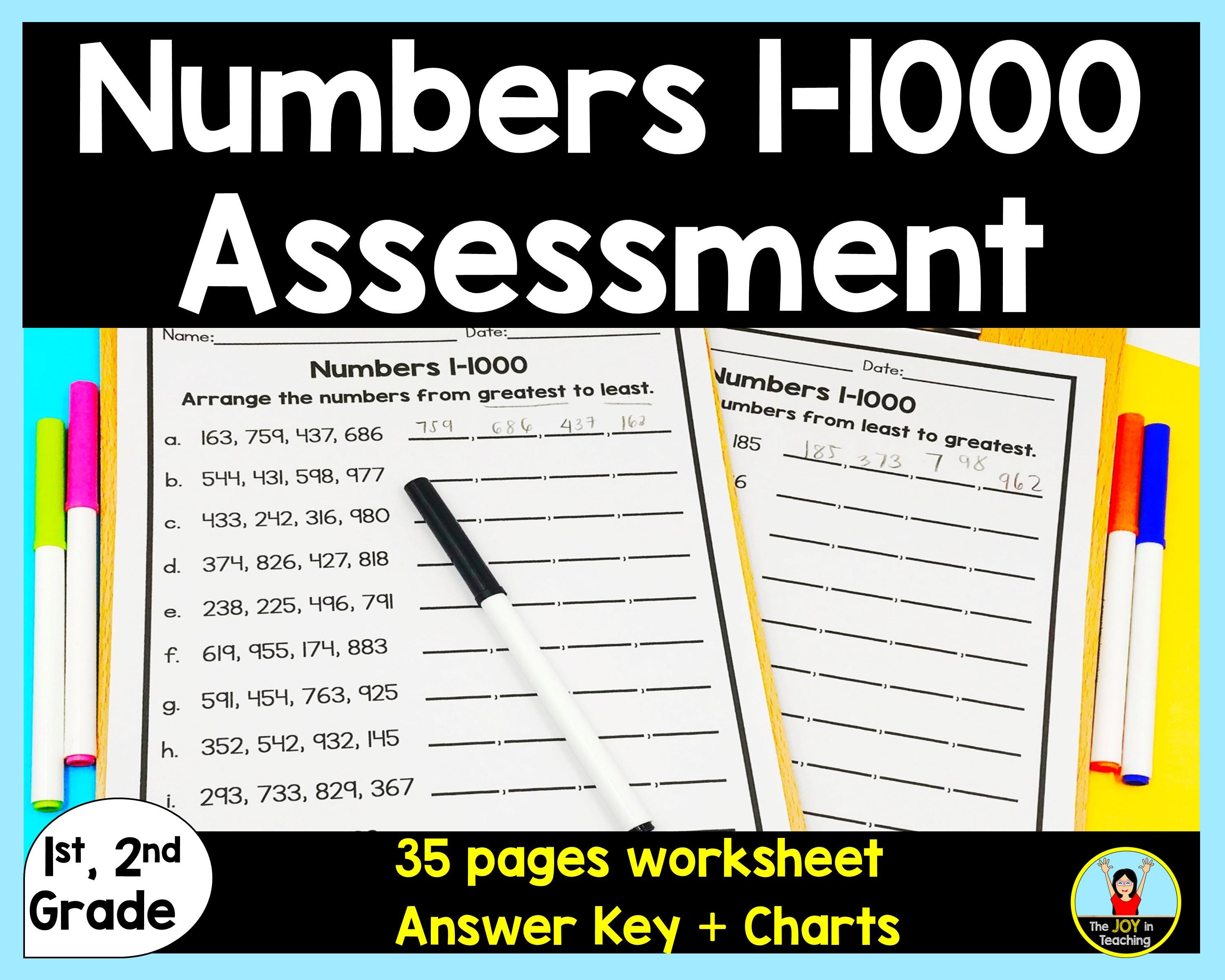 Numbers 1-1000 Worksheet - Comparing and Ordering Numbers - Etsy