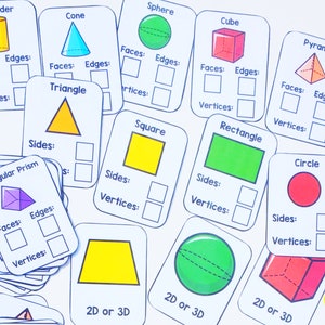 2D and 3D Shapes Task Cards - Etsy