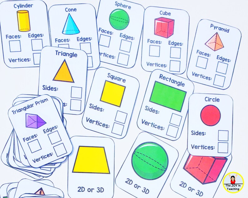 2D and 3D Shapes Task Cards - Etsy