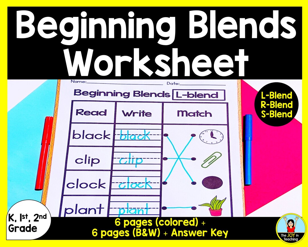 Beginning Blends Worksheet - Etsy