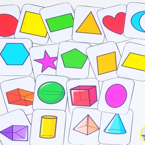 2D and 3D Shapes Flashcards - Etsy