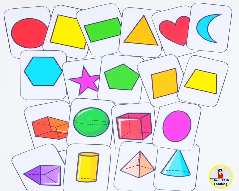 2D and 3D Shapes Flashcards - Etsy
