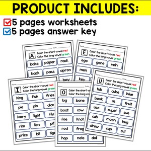 Short Vowel and Long Vowel Word Hunt - Etsy