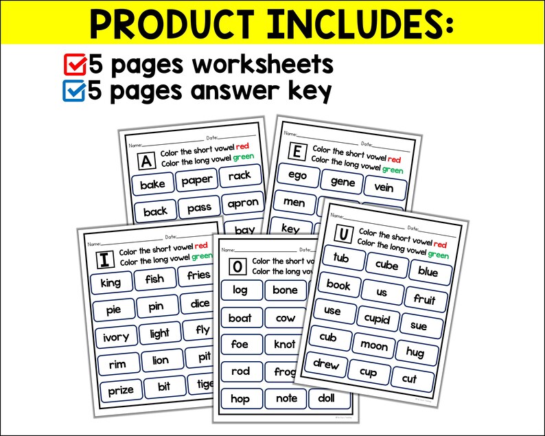 Short Vowel and Long Vowel Word Hunt - Etsy