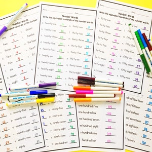 Number Words Numbers 1-120 Worksheet - Etsy