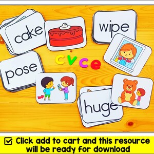 CVCE Word and Picture Flashcards - Etsy