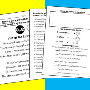 Long Vowel O Reading Comprehension Passage - Etsy