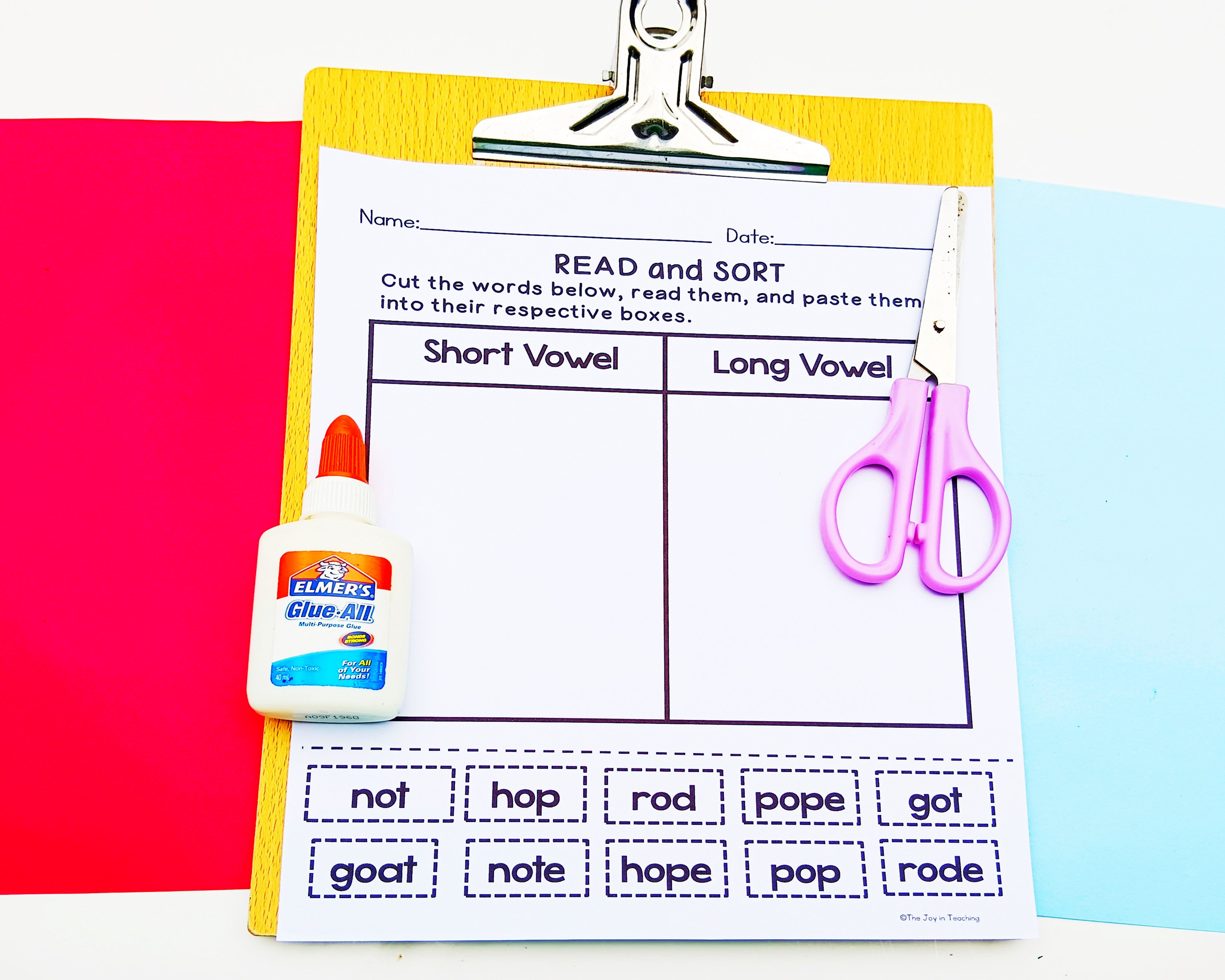 Short and Long Vowel Cut and Paste Worksheet - Etsy