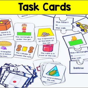 2D and 3D Shapes and Positions Task Cards - Etsy