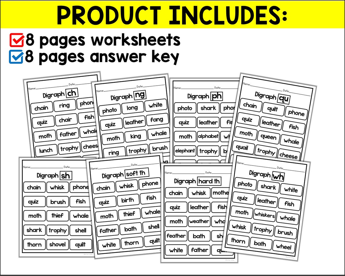 Digraph Word Hunt Worksheet - Etsy