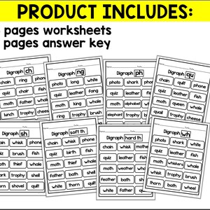 Digraph Word Hunt Worksheet - Etsy