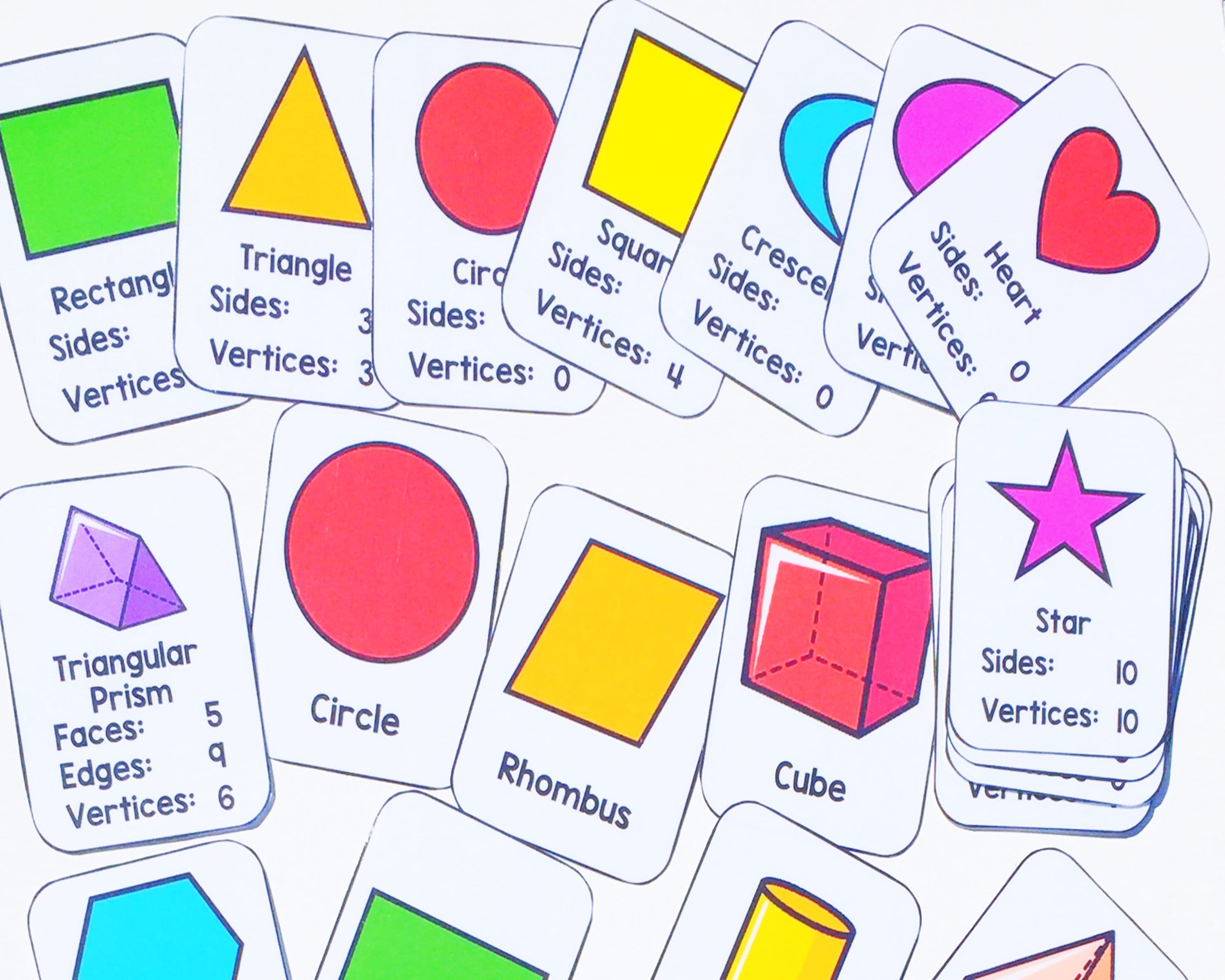 2D and 3D Shapes Flashcards - Etsy