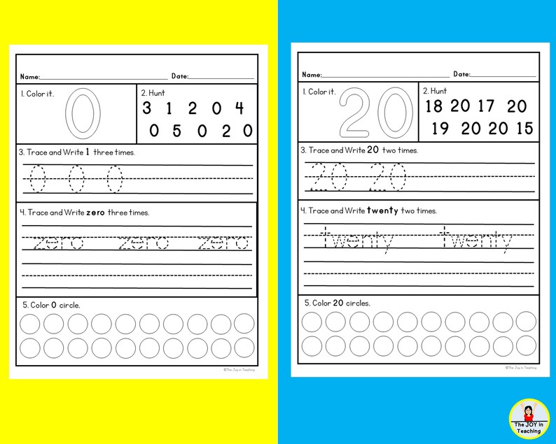 Numbers 0-20 Recognition Counting and Ordering Worksheet - Etsy