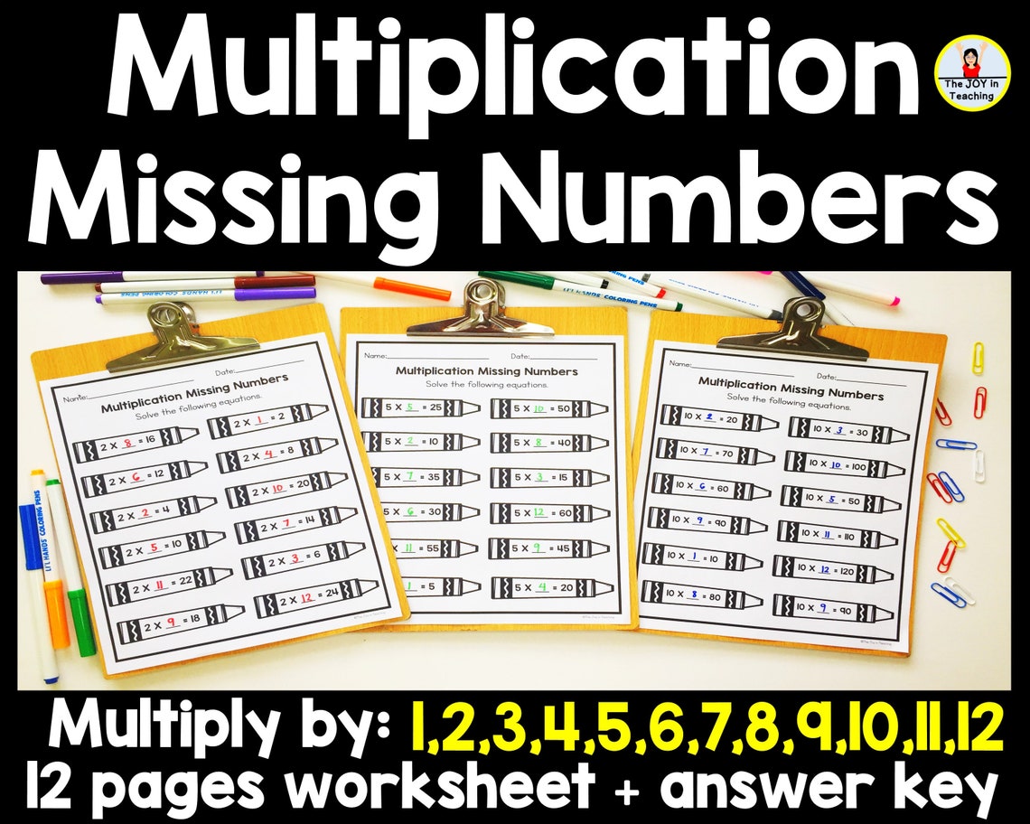 Multiplication Missing Numbers - Etsy