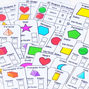 2D and 3D Shapes Task Cards - Etsy