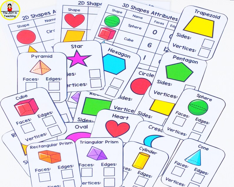 2D and 3D Shapes Task Cards (Instant Download) - Etsy
