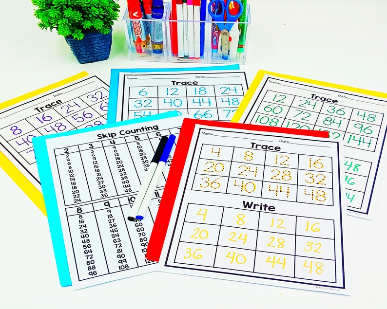 Skip Counting Tracing and Writing Worksheet - Etsy
