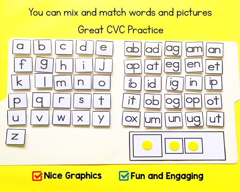 CVC Word Builder - Word Families - Etsy