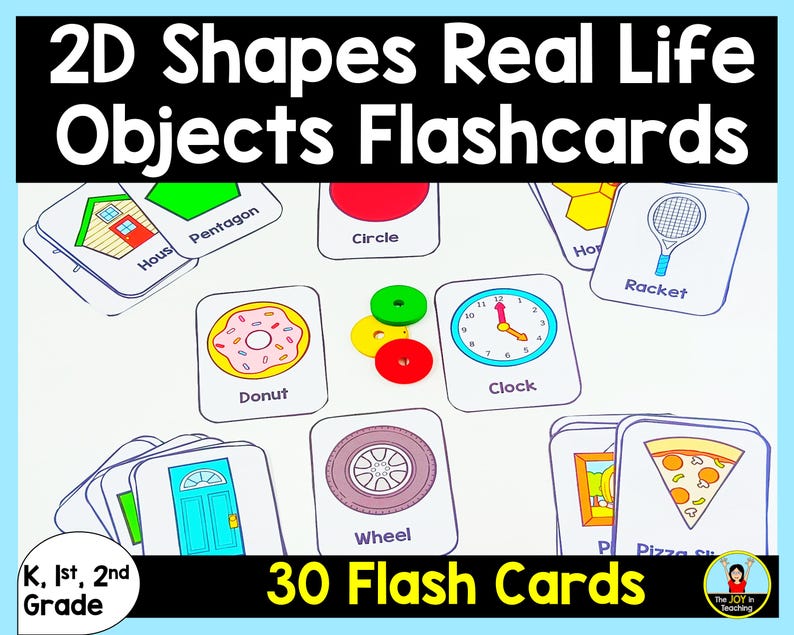 2D Shapes Real Life Objects Flashcards - Etsy