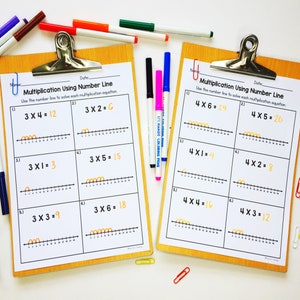 Multiplication Using Number Line Worksheet - Etsy