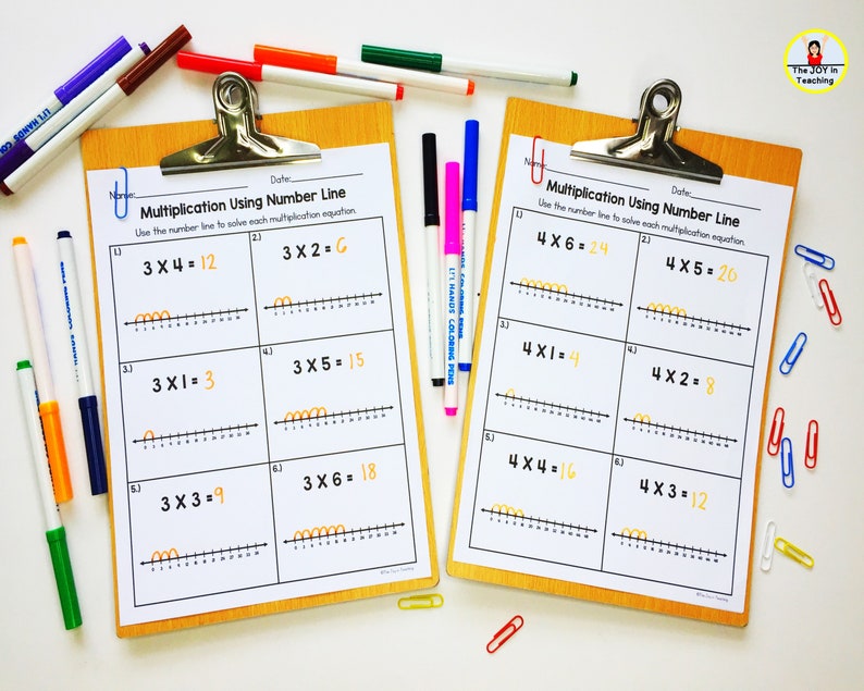 Multiplication Using Number Line Worksheet - Etsy