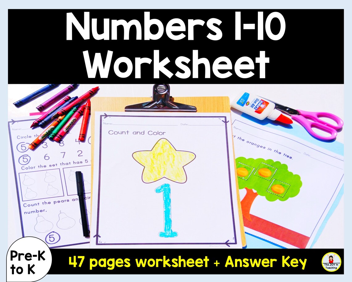 Numbers 1-10 Worksheet | Etsy