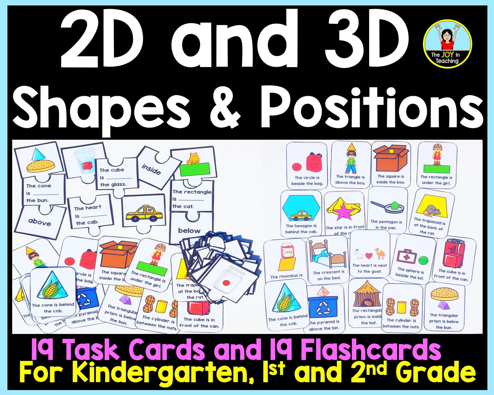 2D and 3D Shapes and Positions Task Cards - Etsy