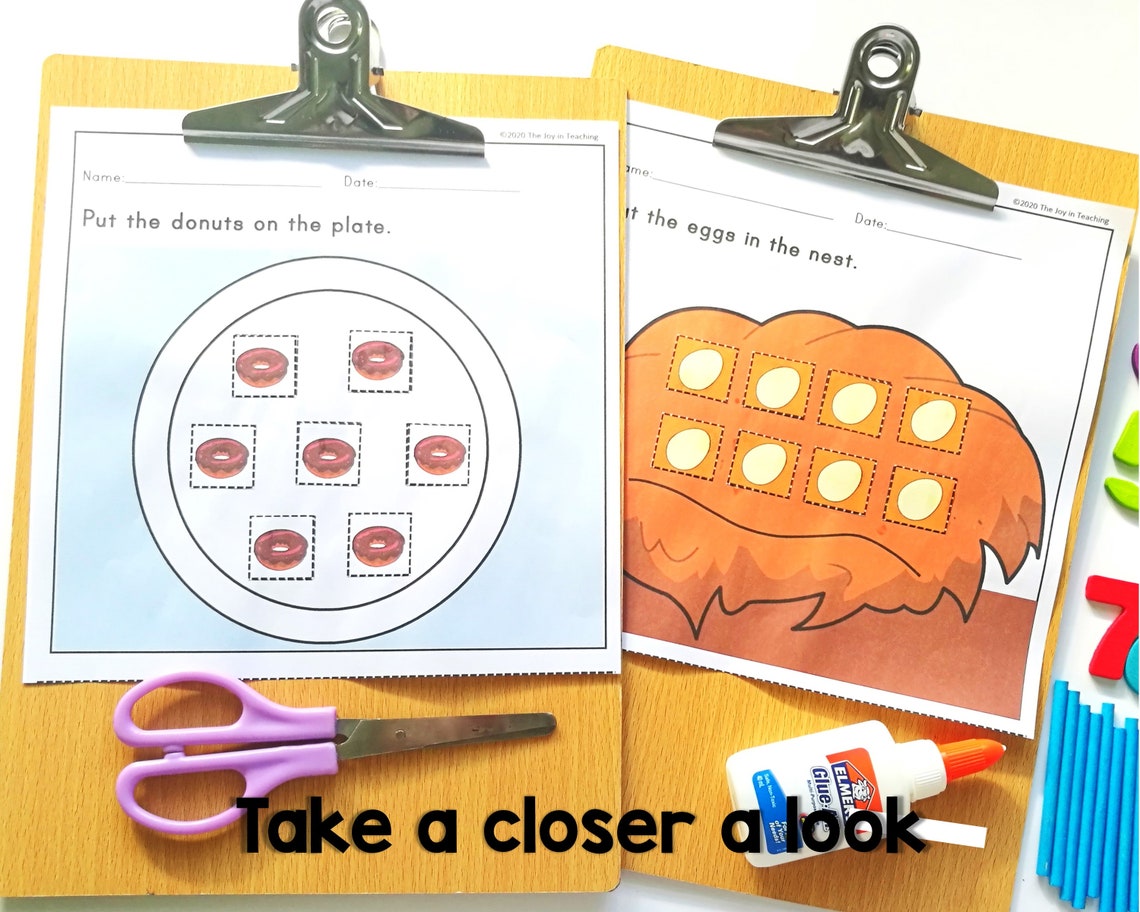 Numbers 1-10 Cut and Paste-number Counting Printable - Etsy