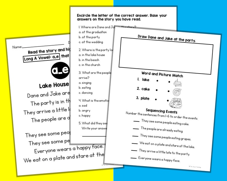 Long Vowel A Reading Comprehension Passage - Etsy