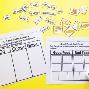 Go, Grow and Glow Foods Activity - Etsy