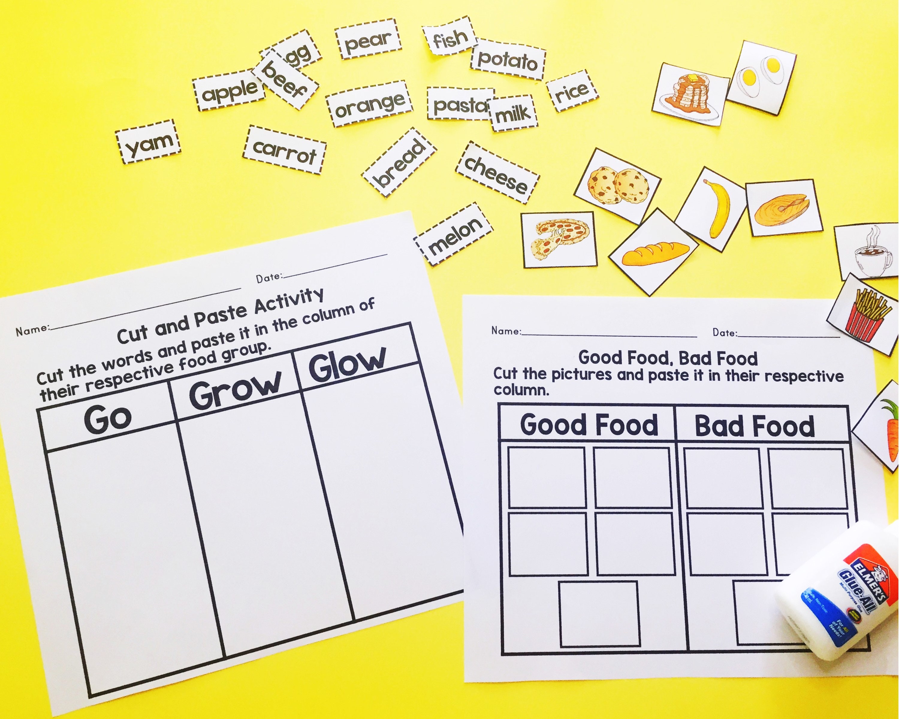 Go, Grow and Glow Foods Activity - Etsy