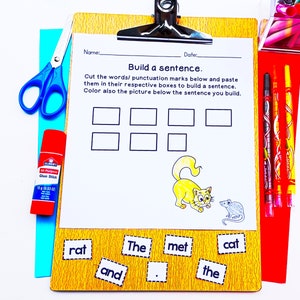 CVC Sentence Cut and Paste Worksheet - Etsy