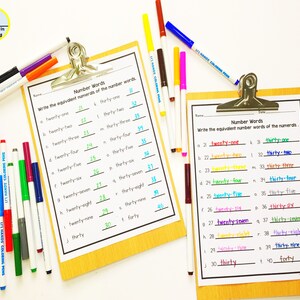 Number Words Numbers 1-120 Worksheet - Etsy