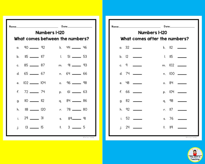 Numbers 1-120 Assessment Worksheet - Etsy
