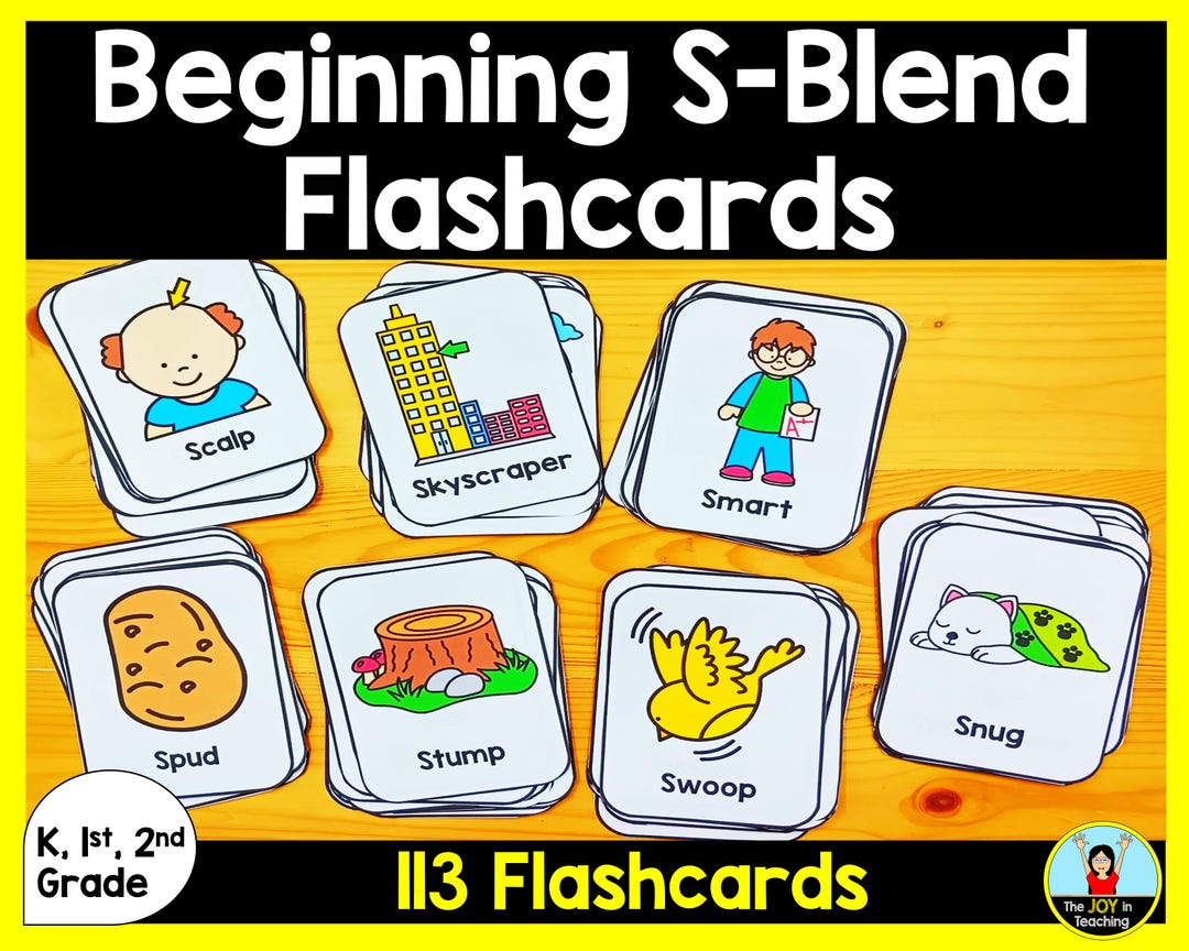 Beginning S Blend Flashcards - Etsy